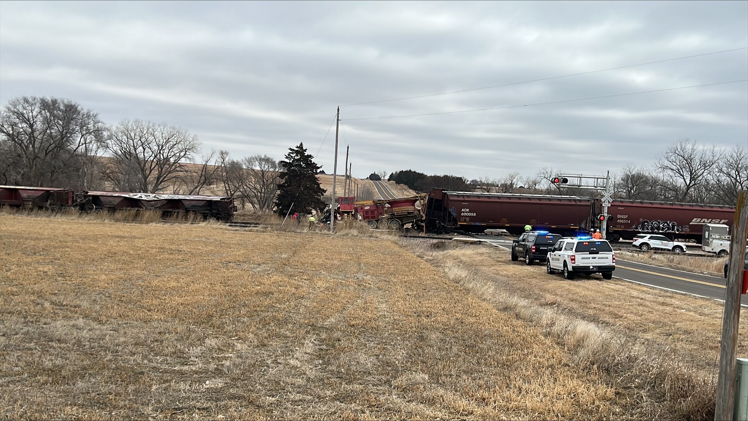 One person killed after crash leads to train derailment east of Red Cloud
