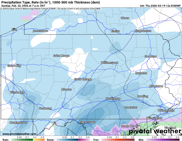 First call snowfall forecast for late weekend slushy snow in Pennsylvania