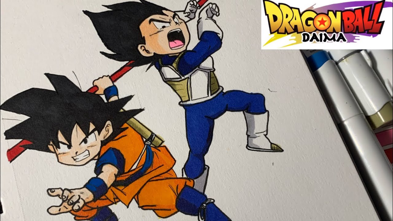 Drawing Goku & Vegeta: Daima art tutorial