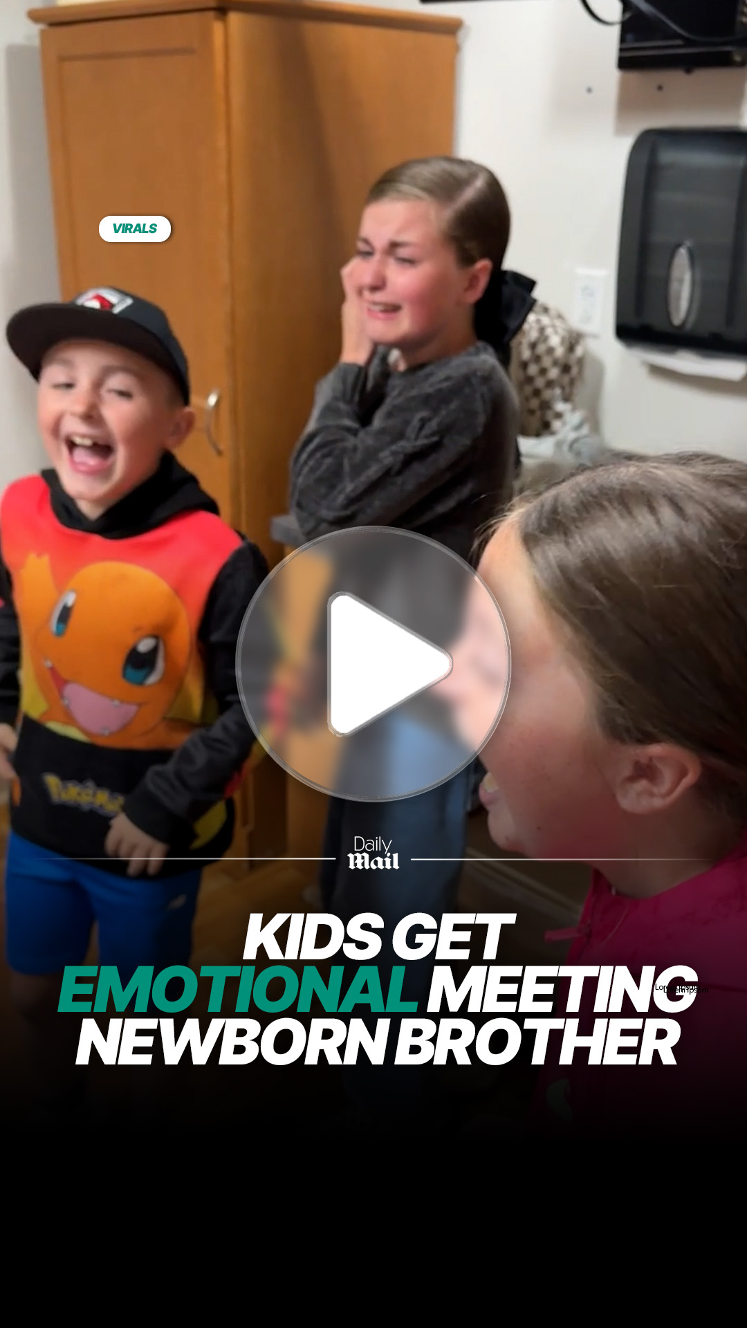 Kids get emotional while meeting newborn brother