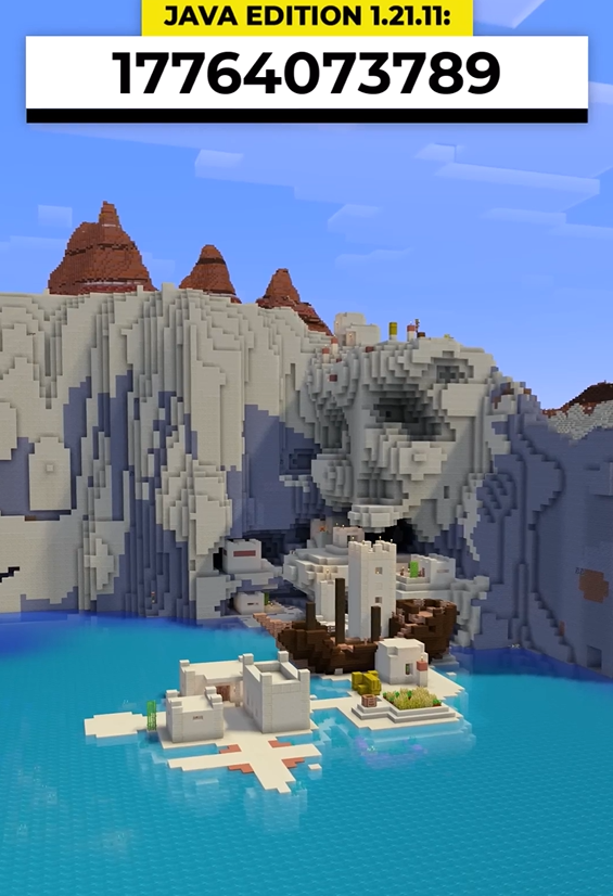 Cliffside village & shipwreck Minecraft seed: Stunning spawn location!