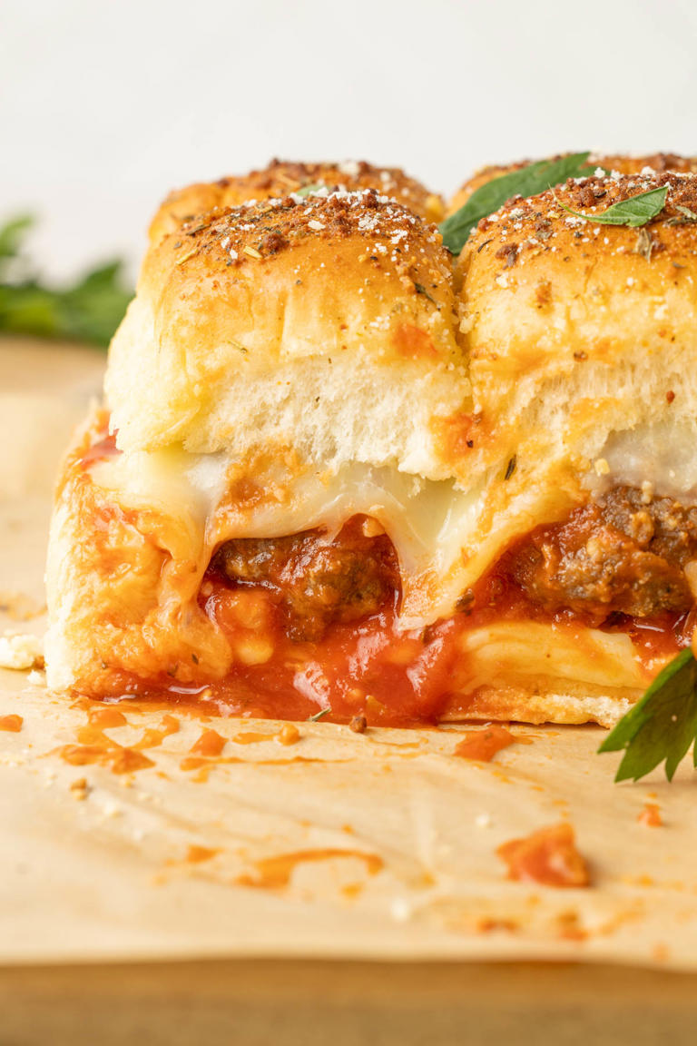 Meatball sliders on Hawaiian rolls