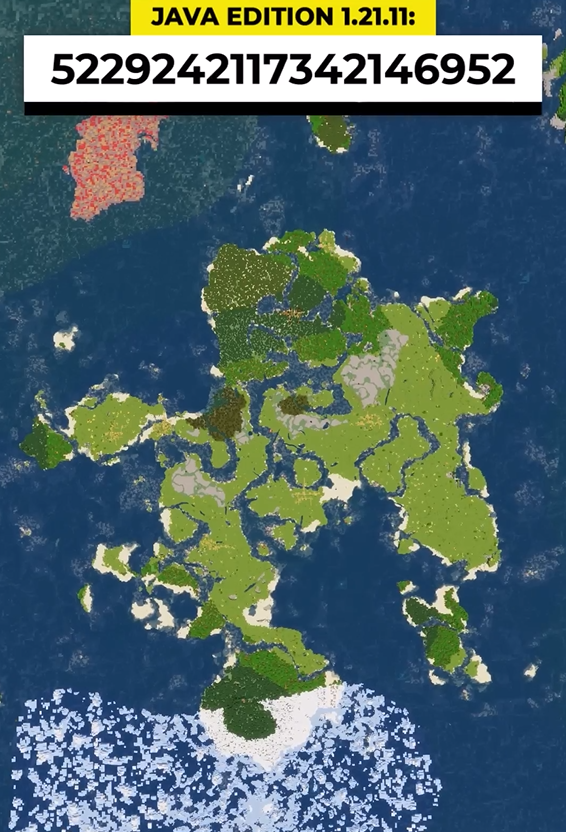 Minecraft continent island seed with spawn village: Explore & survive!