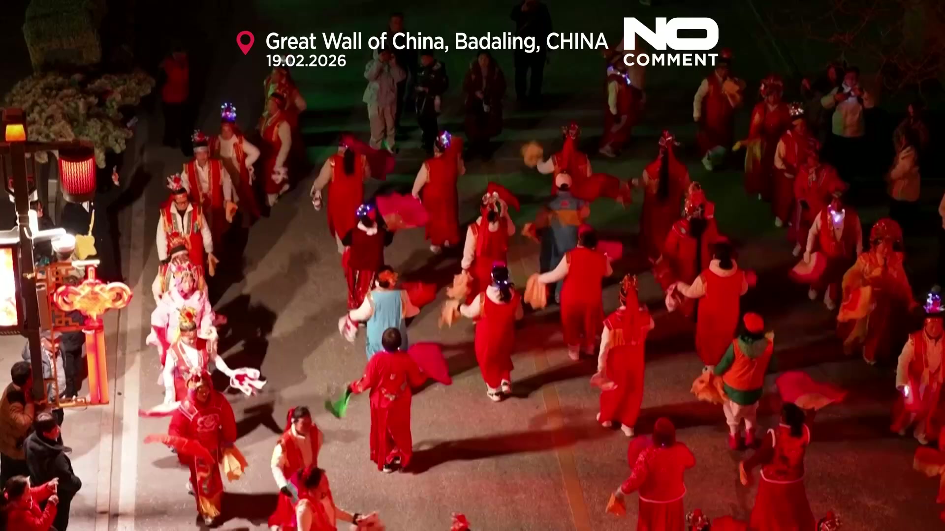 China celebrates Spring Festival with lion dances at Great Wall of China