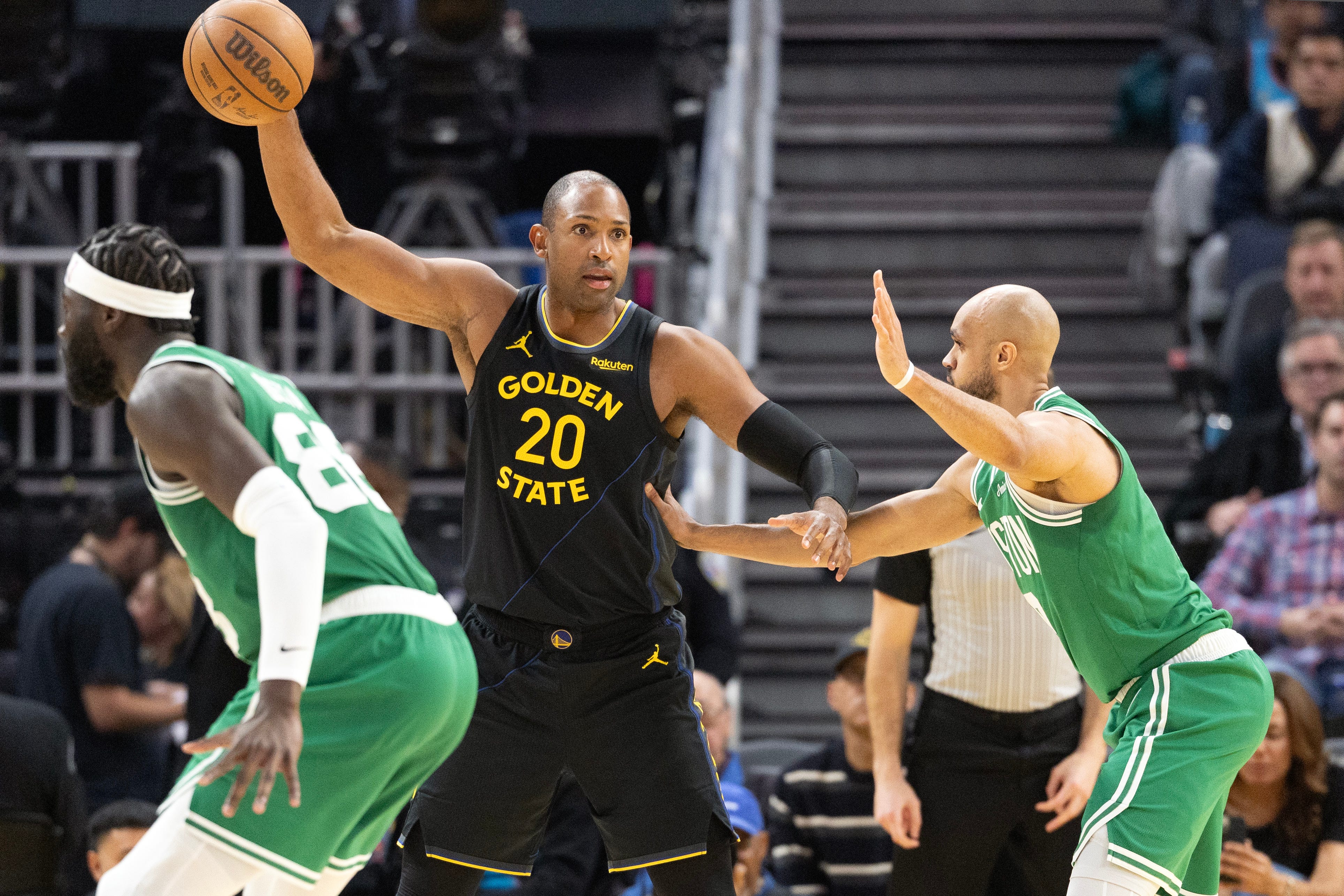 Celtics hold off Warriors in Al Horford, Kristaps Porzingis road ...