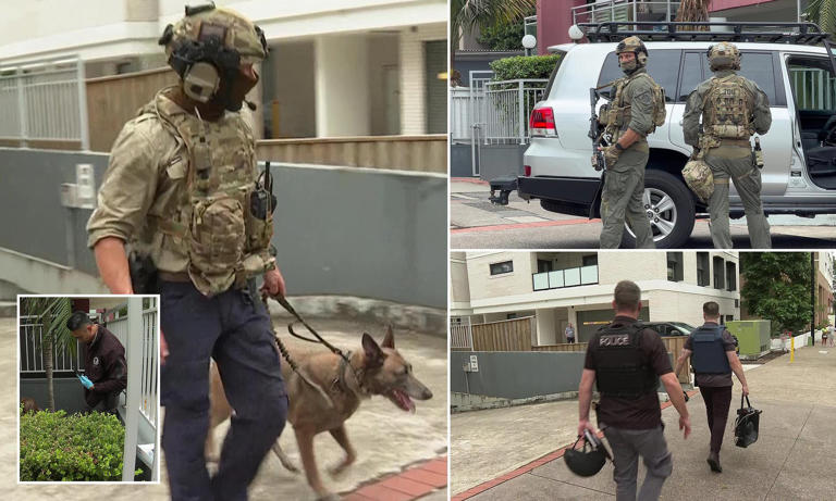 Dramatic scenes as tactical cops raid an underground carpark and arrest ...