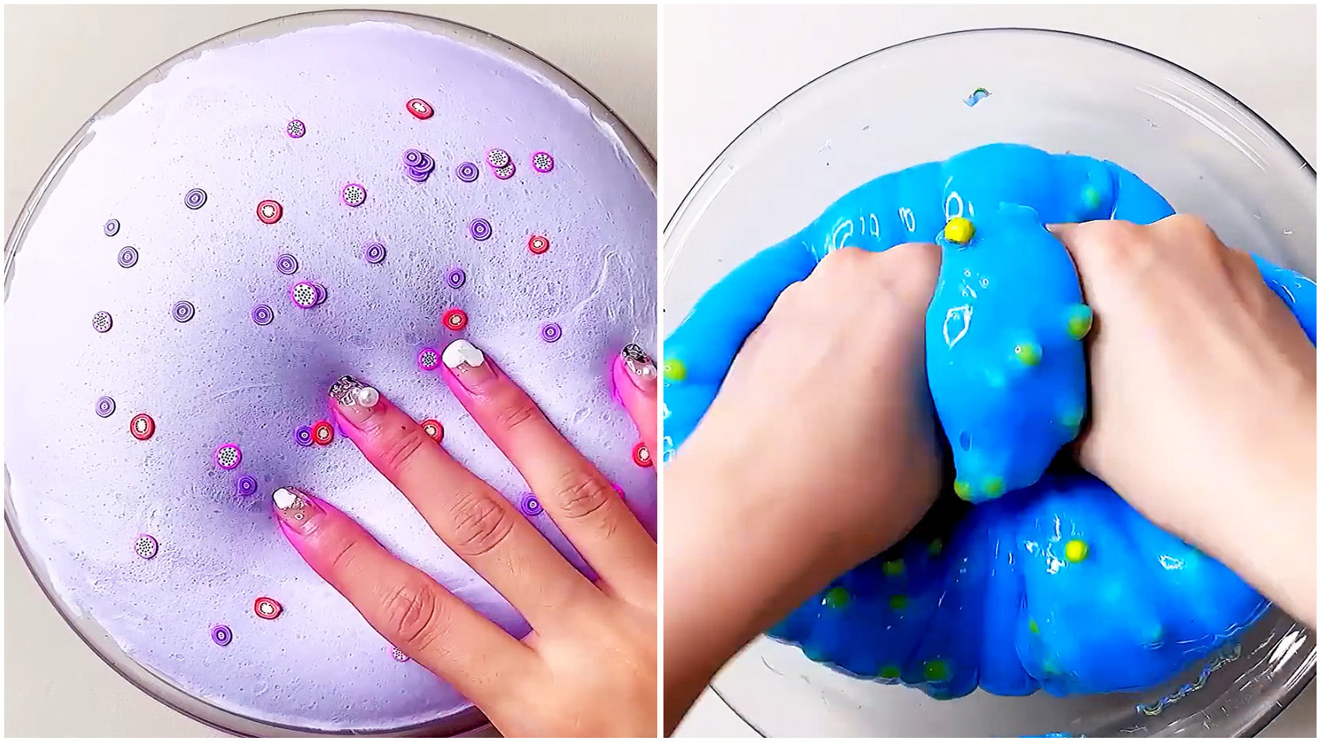 Pastel slime press and glossy blue stretch ASMR
