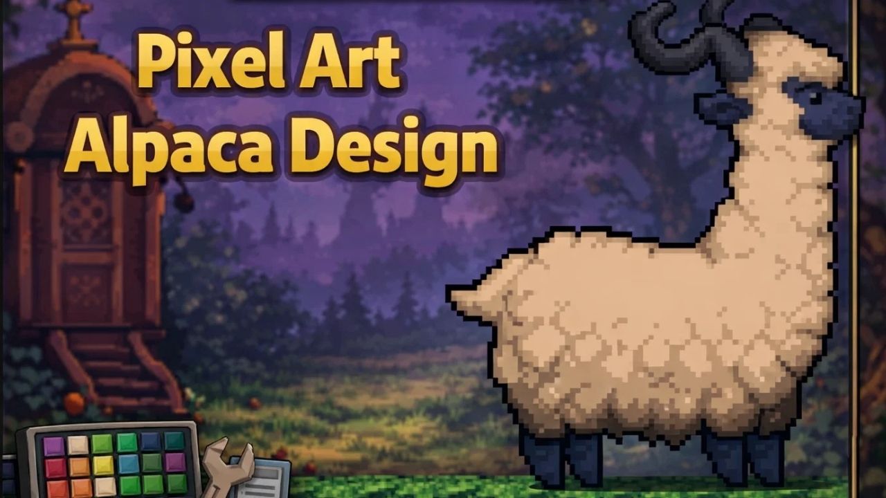 Pixel art alpaca design