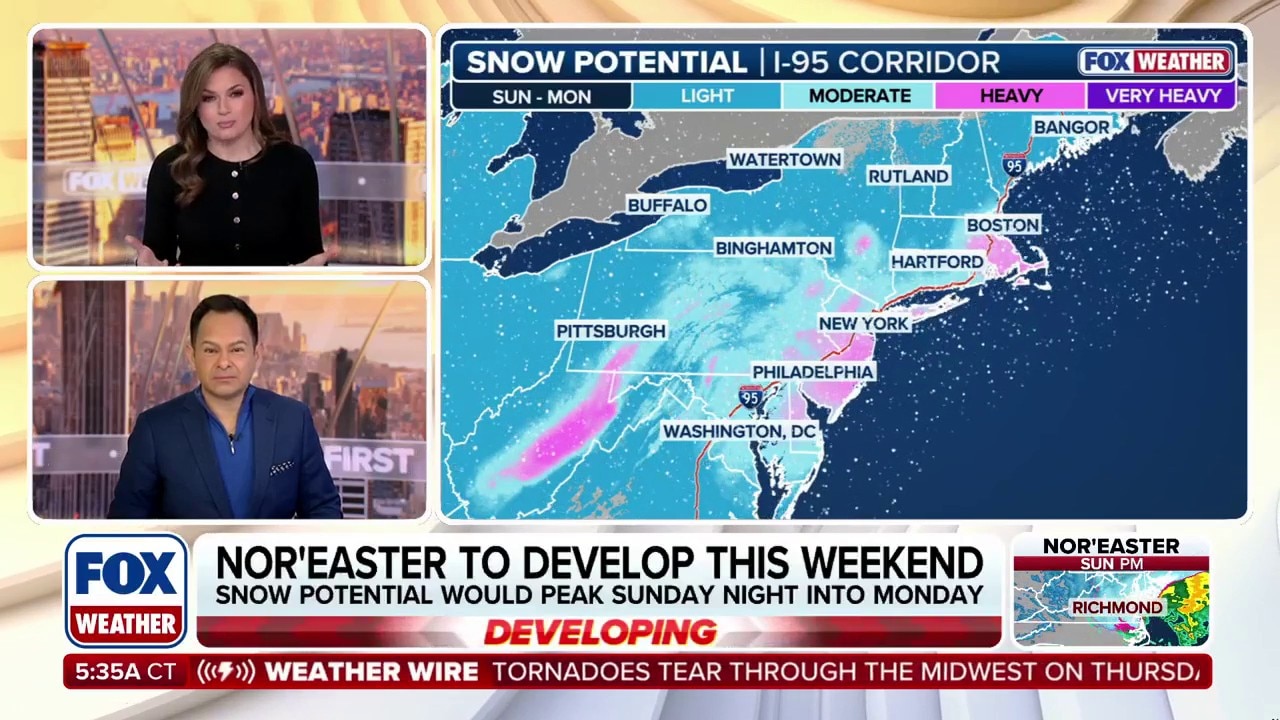 Possible nor'easter takes aim at I-95 corridor