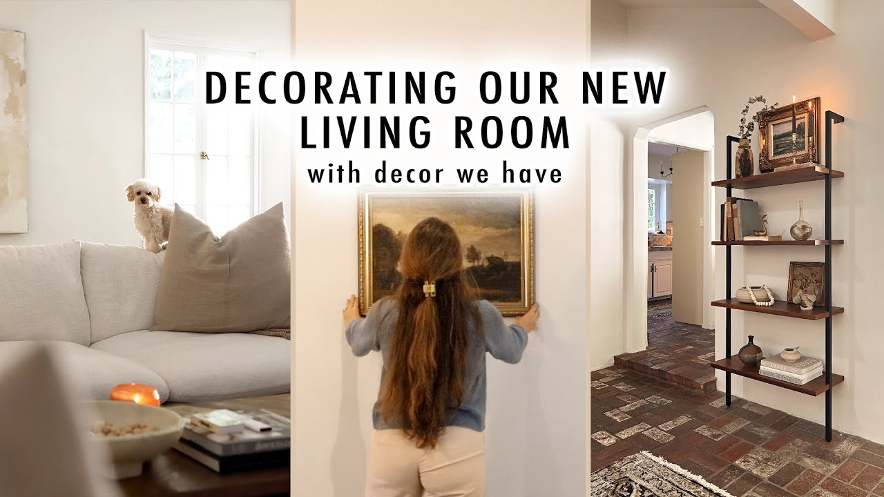 New living room decorated using existing home decor pieces