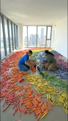 I never thought burning crayons would create such an outstanding floor