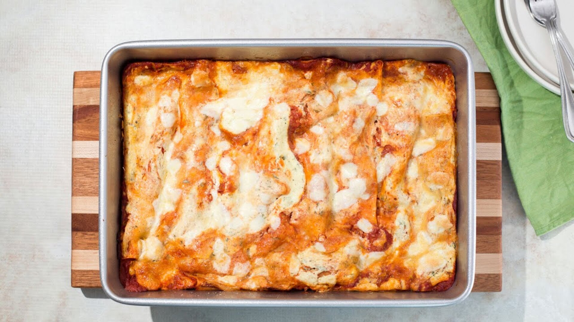 This cottage cheese lasagna is high-protein and irresistibly creamy