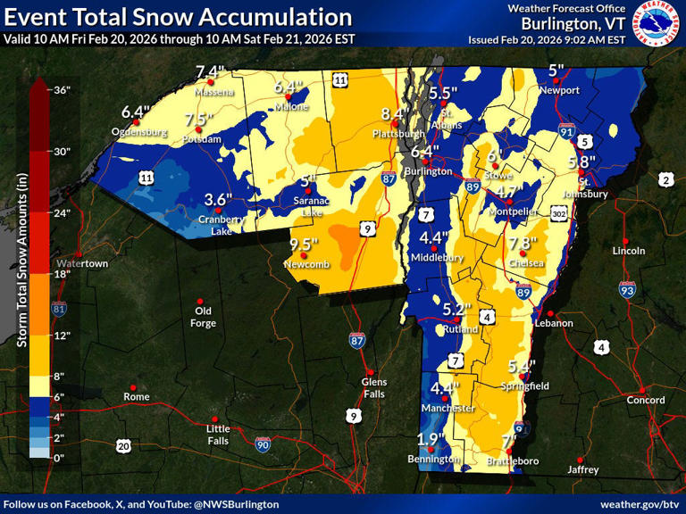Latest Vermont forecast shows nearly foot of snow possible. See maps