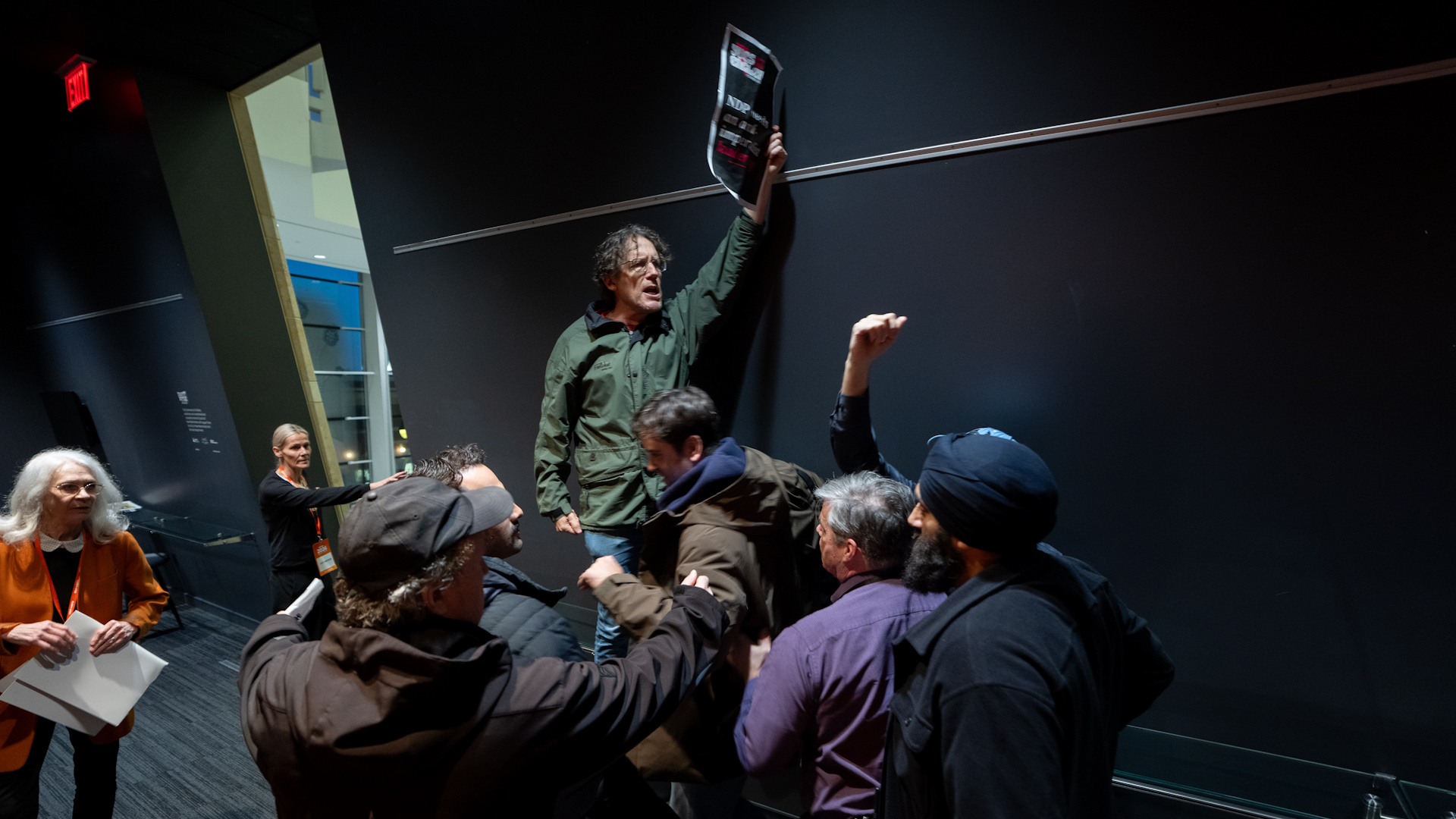 Protesters attempt to disrupt NDP debate