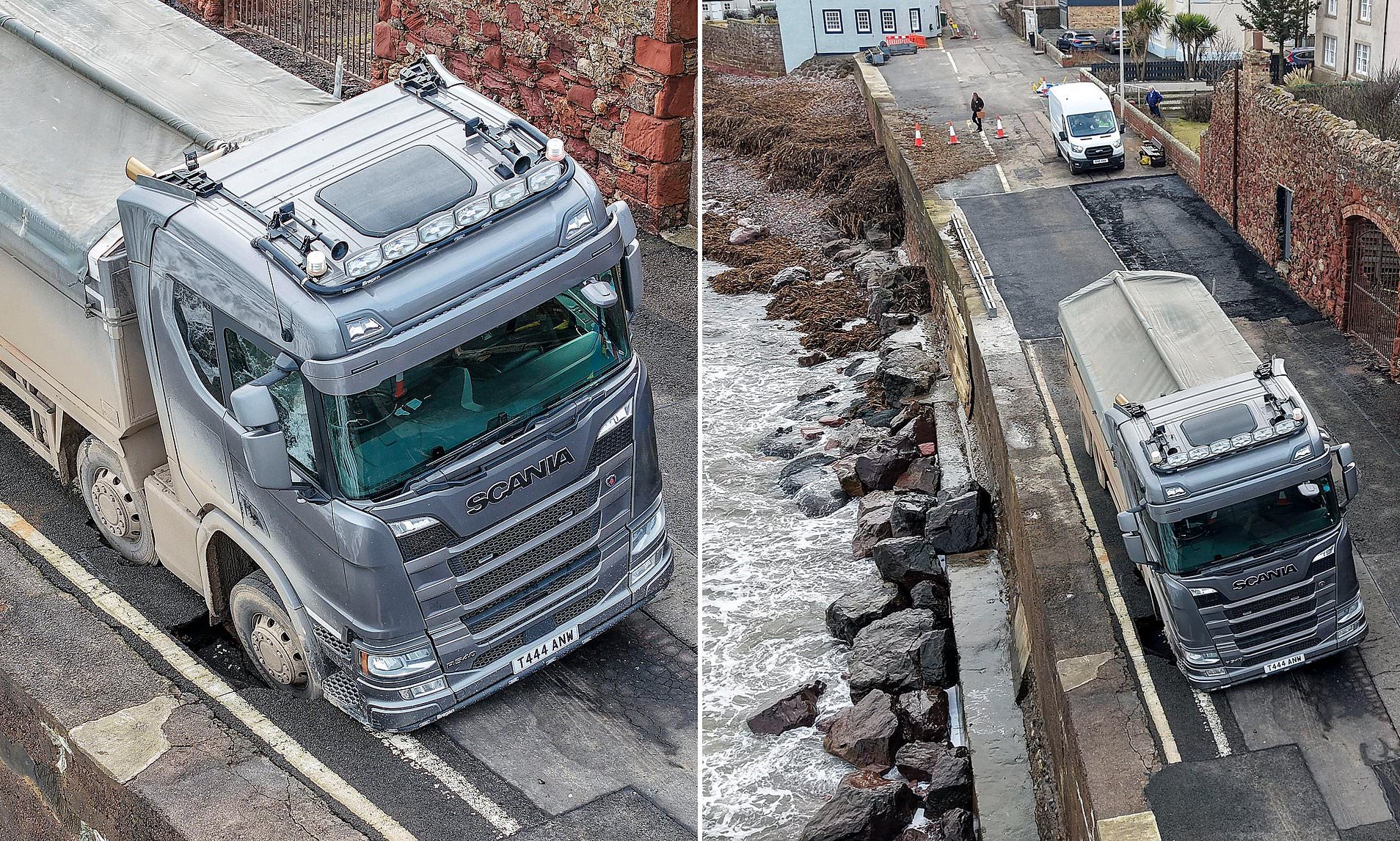 Lorry gets stuck after falling into sinkhole it was sent to repair