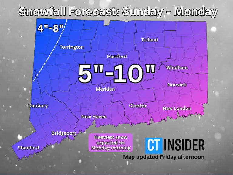 Tracking the rising snow forecast in Connecticut as powerful coastal ...