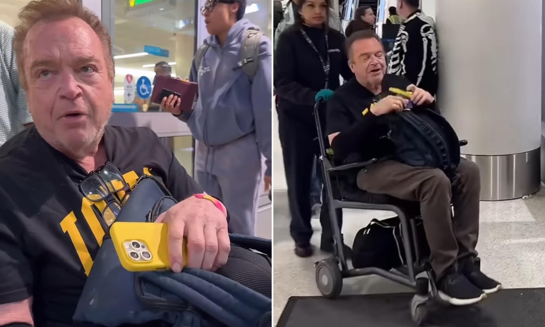 Tom Arnold, 66, seen in wheelchair as he says he 'broke his back ...