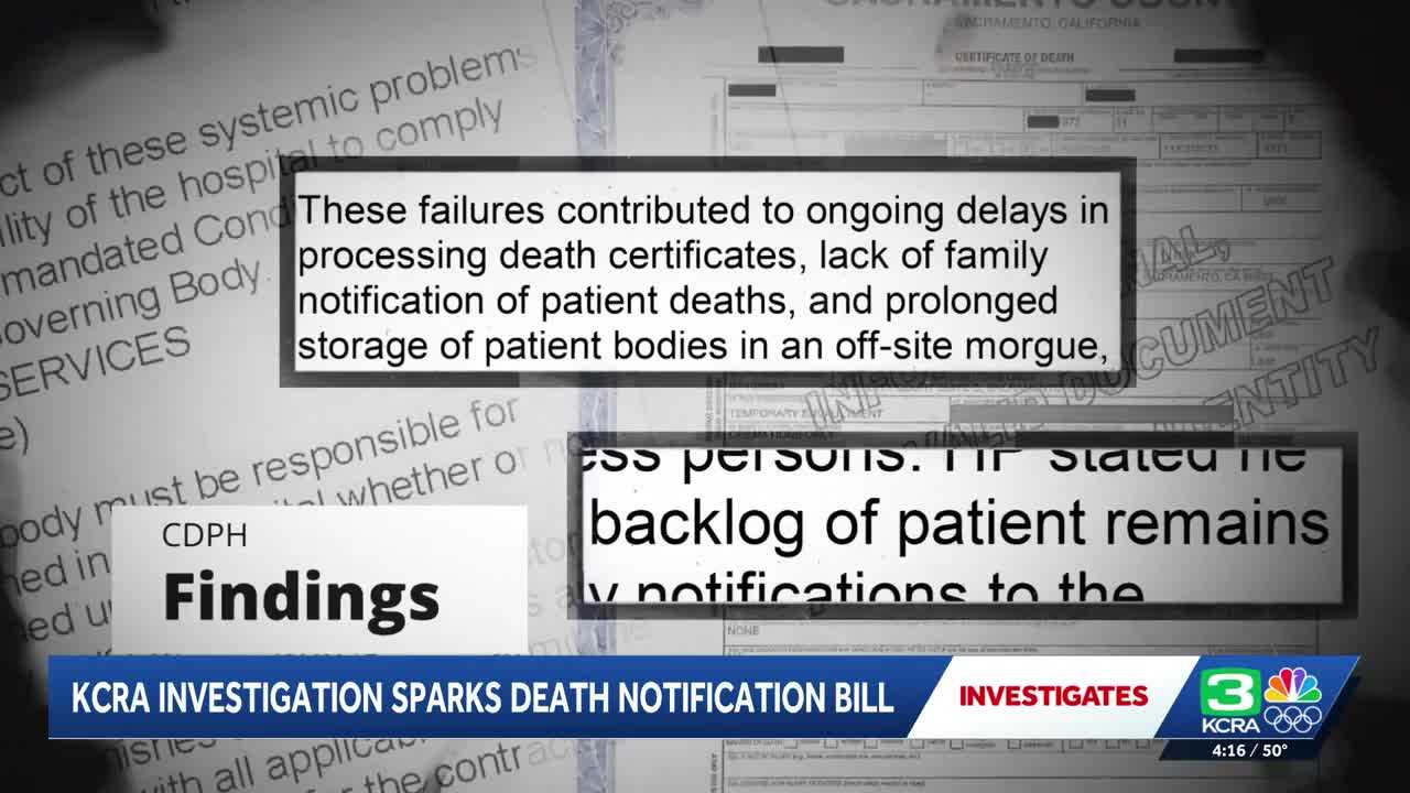 KCRA's 'Dignity Delayed' investigation sparks death notification bill