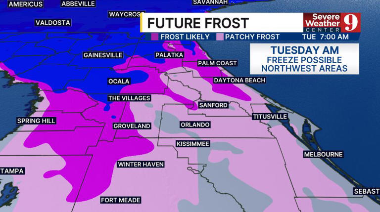 Cold front to spark fire danger, bring freeze threat to Central Florida