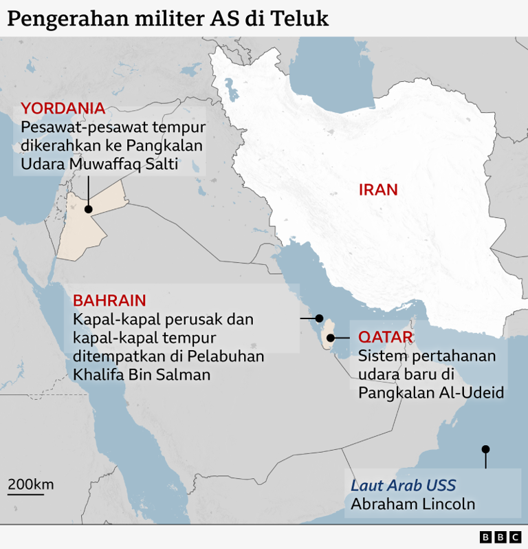 AS mengerahkan pesawat tempur dan kapal perang dekat Iran