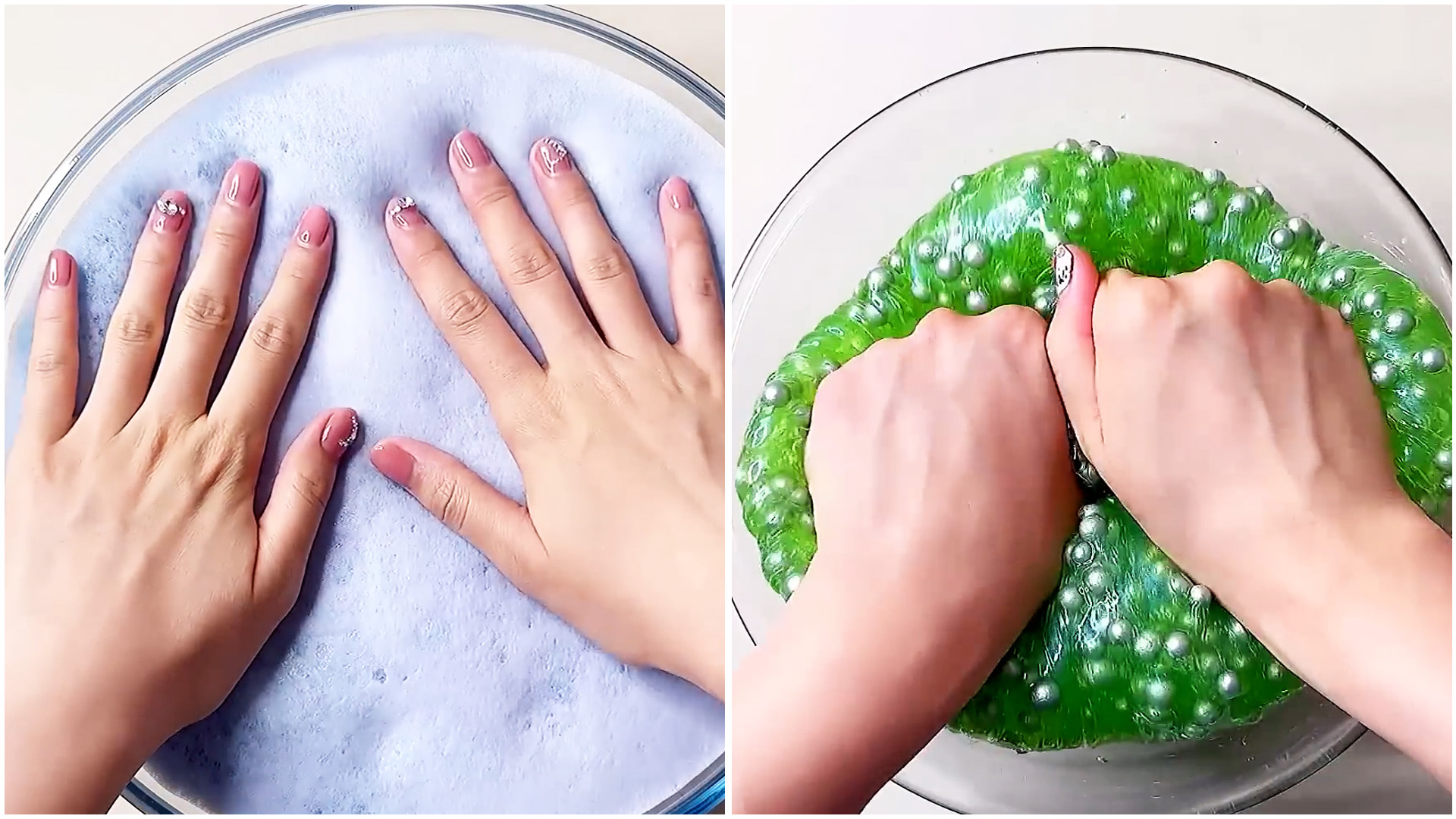 Weiches Slime drücken und Perlen ziehen ASMR