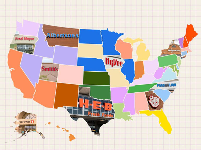 This map shows the most popular grocery store in every US state