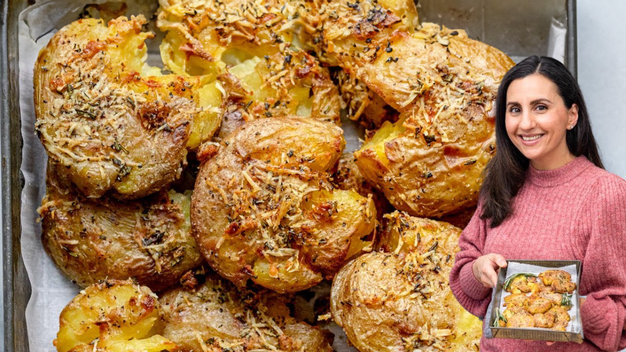 Crispy smashed potatoes perfection