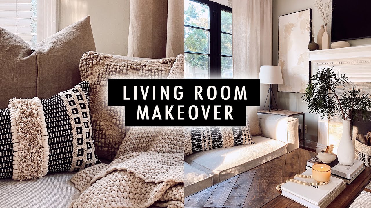 Living room makeover features DIY home decor transformation project