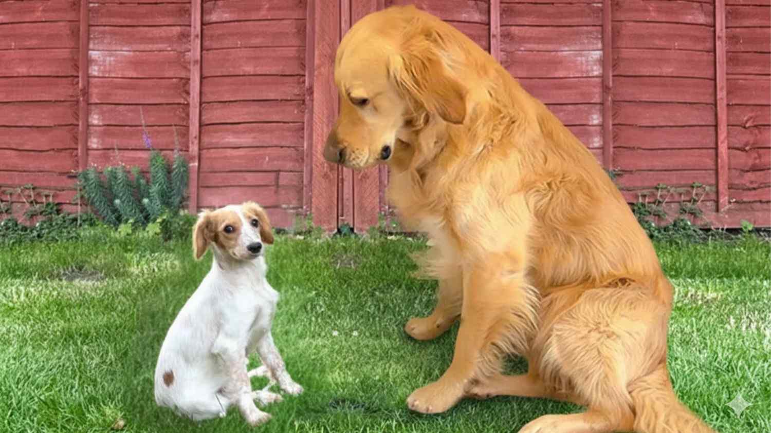 Watch our golden retriever welcome a rescue puppy into our home