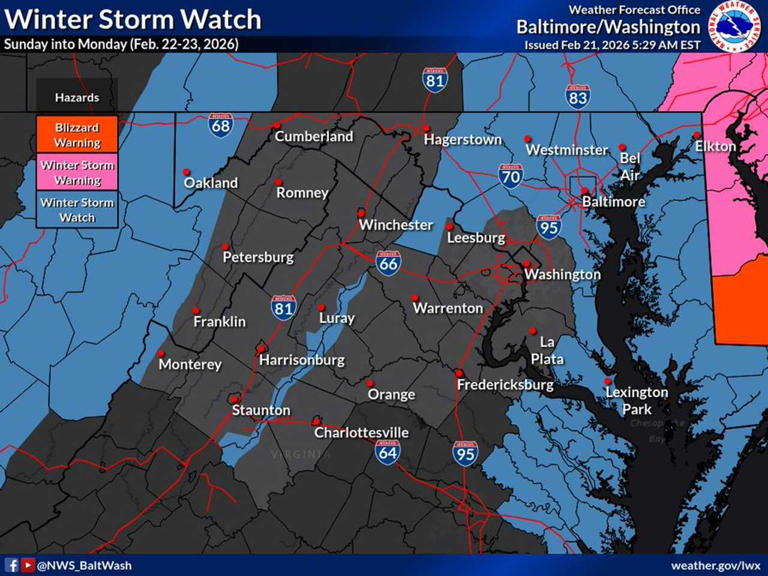 Winter storm watch issued for DC, Maryland, Northern Virginia as 5 ...