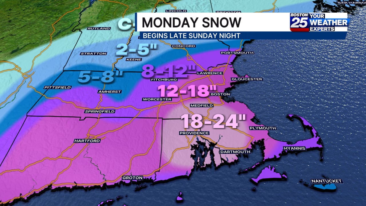 New snowfall map: Late Sunday-Monday nor’easter expected to bring heavy ...