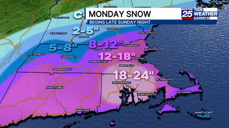 New snowfall map: Late Sunday-Monday nor’easter expected to bring heavy ...