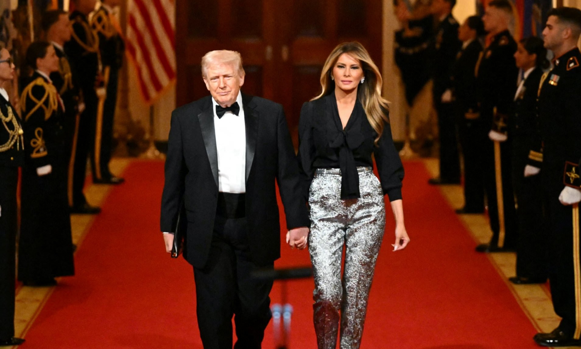 Melania Trump Stuns In Silver Pants As She Arrives At Controversial