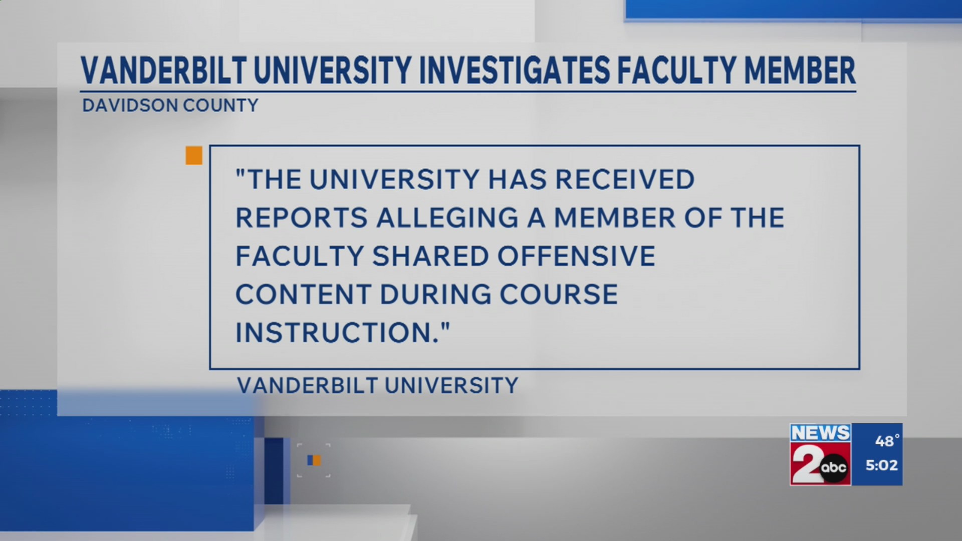 Vanderbilt faculty member accused of sharing 'offensive content' in course