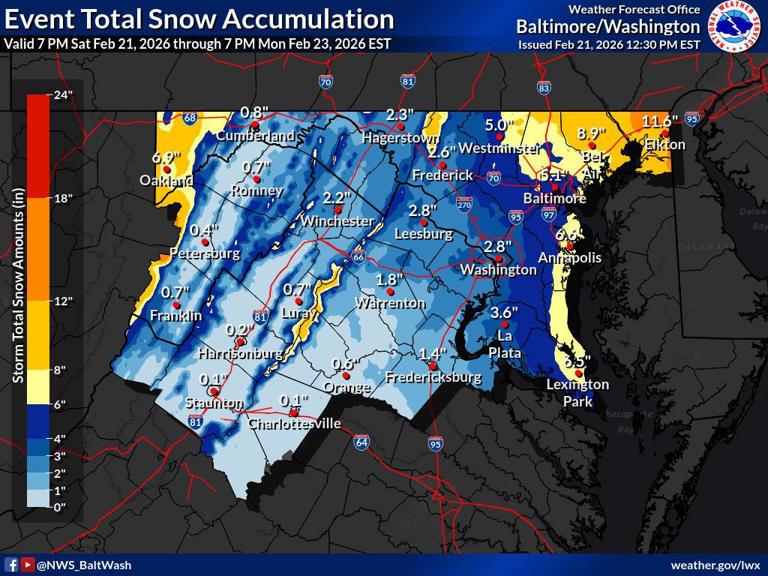 How much snow? Snow accumulation forecast by state, region