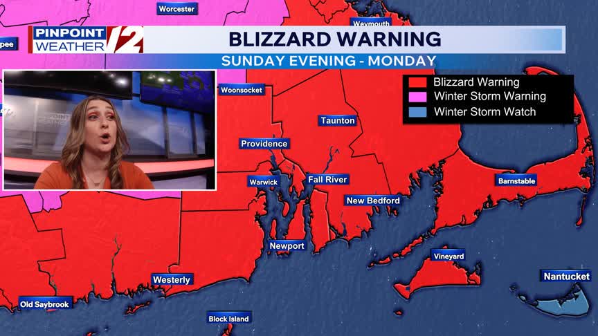 WPRI 12 weather alert 2/21/26: Major nor'easter arriving Sunday night ...