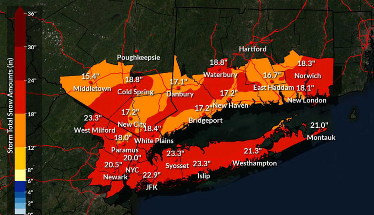 Brand-new snowfall map released as blizzard warning covers tristate