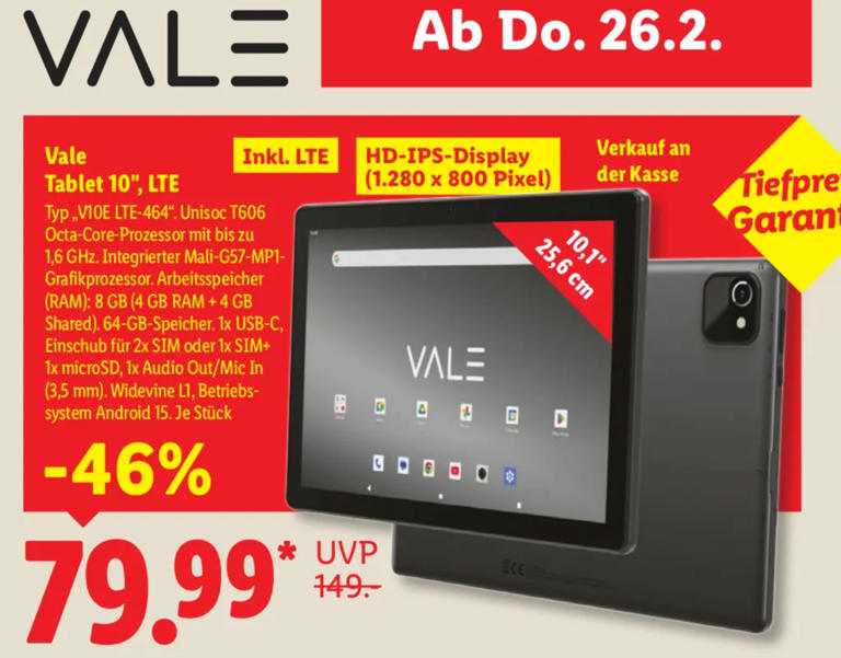 Lidl verkauft heute ein Android-Tablet mit LTE zum Schleuderpreis