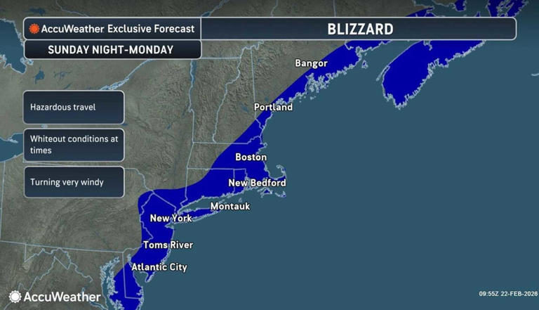 Nor’easter nears: New snowfall map, areas where blizzard conditions are ...