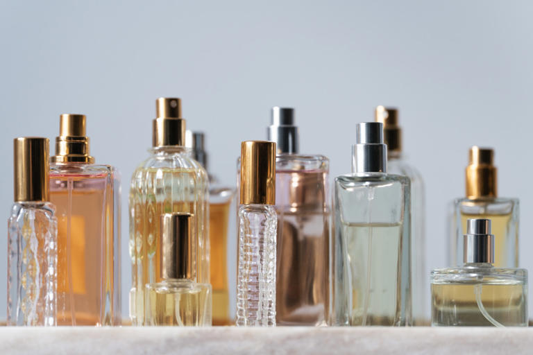Try this Dollar Tree DIY to make the chicest two-tier perfume display