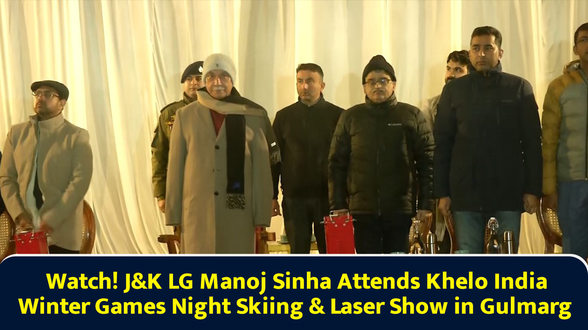 Watch! J&K LG Manoj Sinha attends Khelo India Winter Games night skiing ...