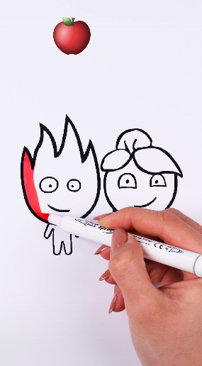 Fireboy and Watergirl drawing for kids