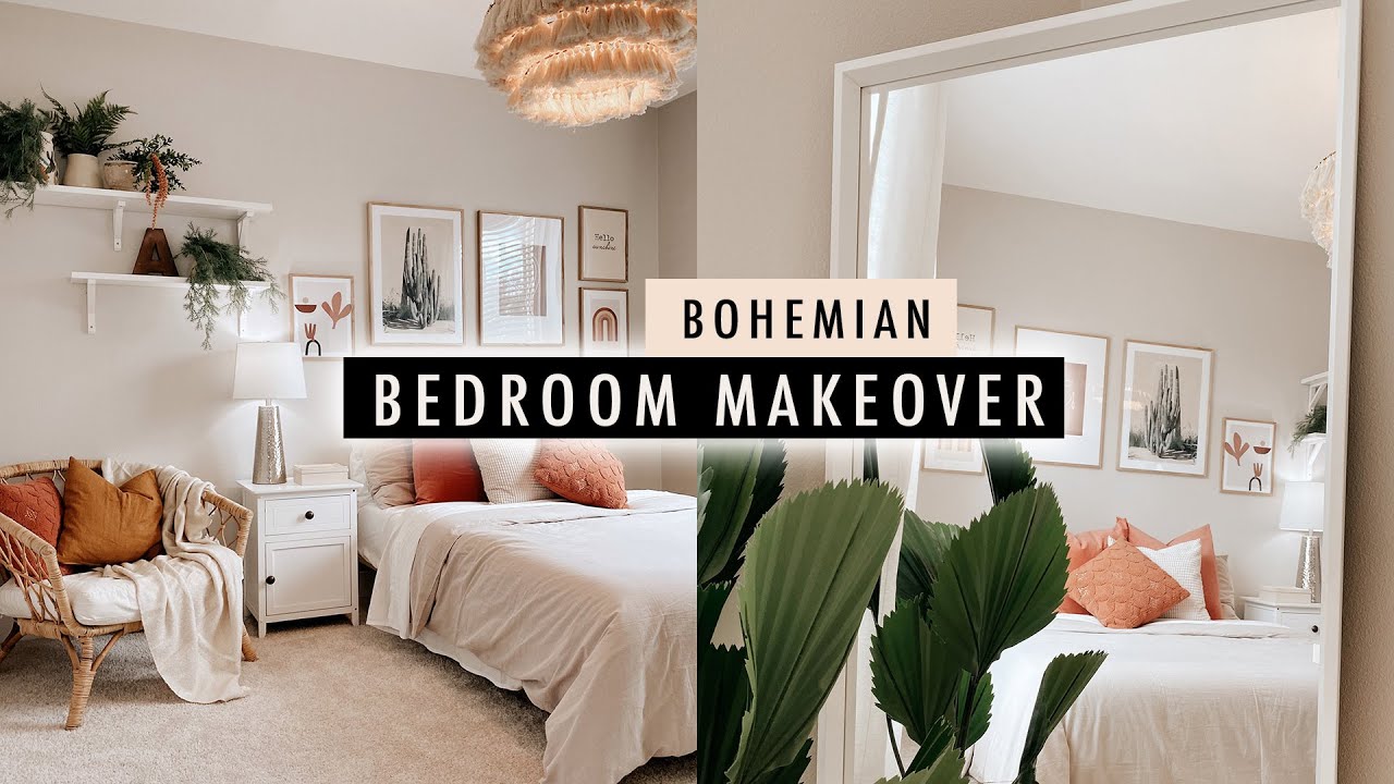 Bohemian bedroom makeover for an apartment-friendly space