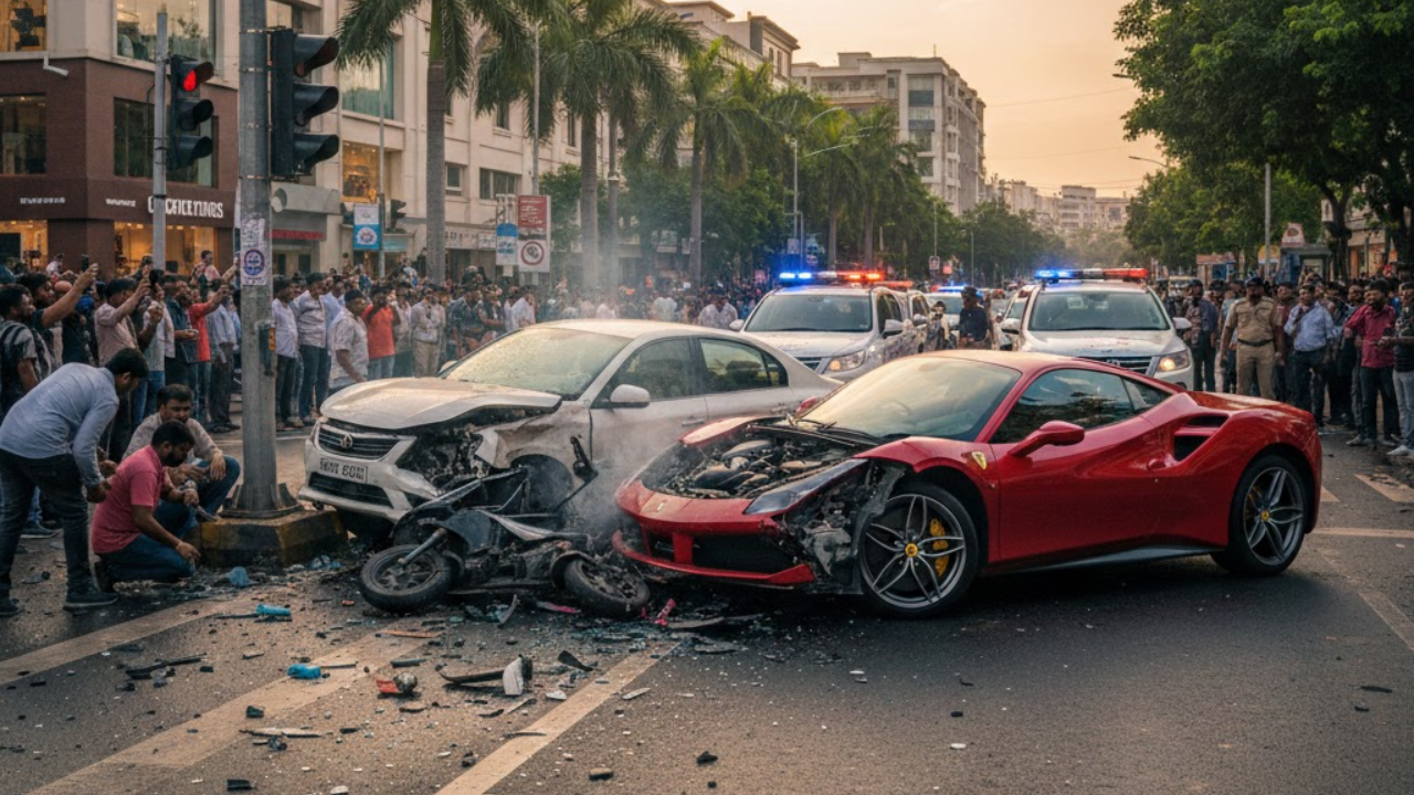 Ferrari crash in Hyderabad: Rs 4 crore supercar loses control, rams ...