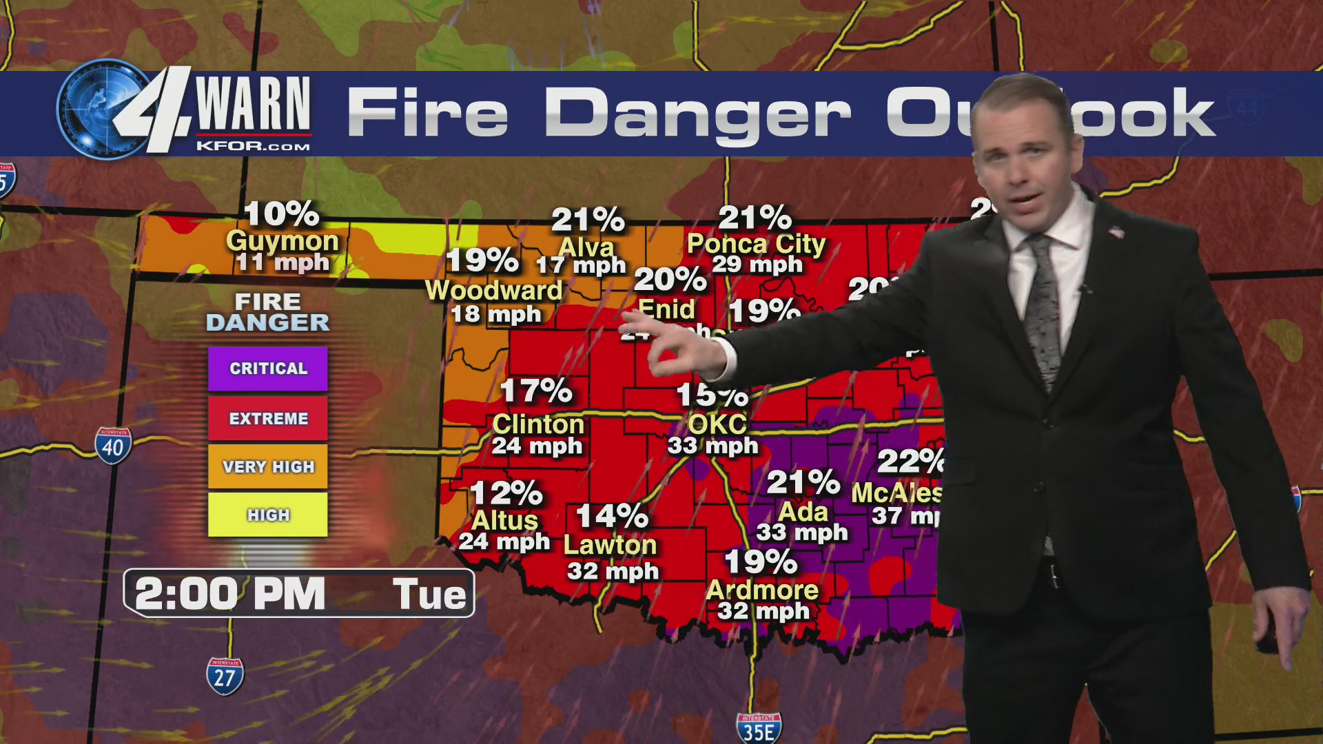 Aaron Brackett tracks more Oklahoma fire danger
