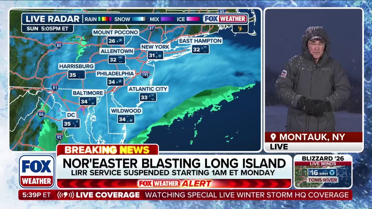Nor’easter beginning to blast Long Island, New York