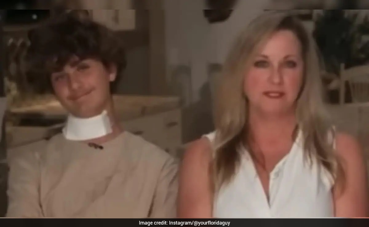 US teen's expressions during interview after surviving serious knife ...