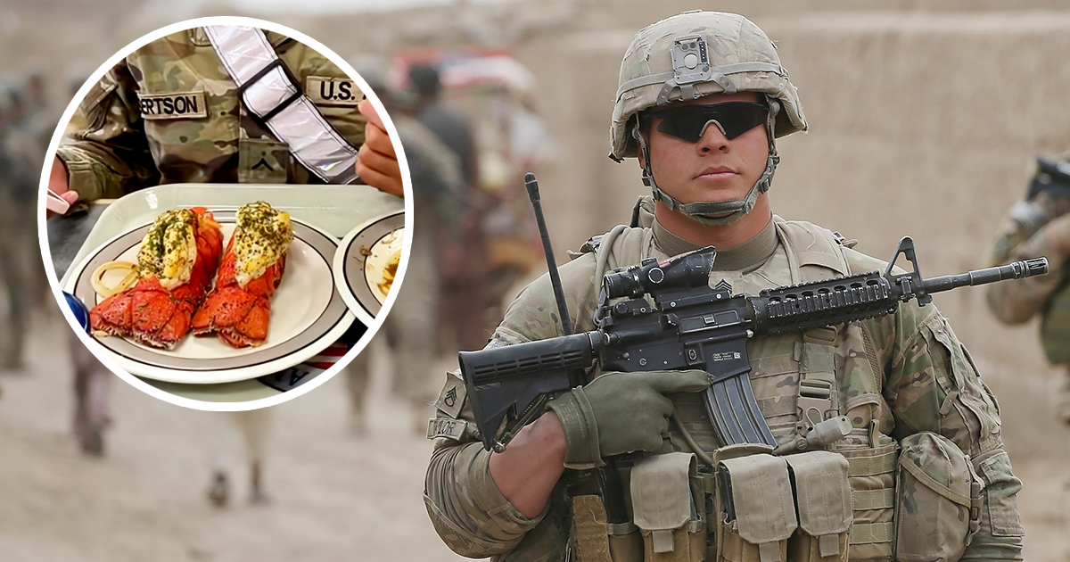 Soldier explains 'steak and lobster' theory as US troops' latest meal ...