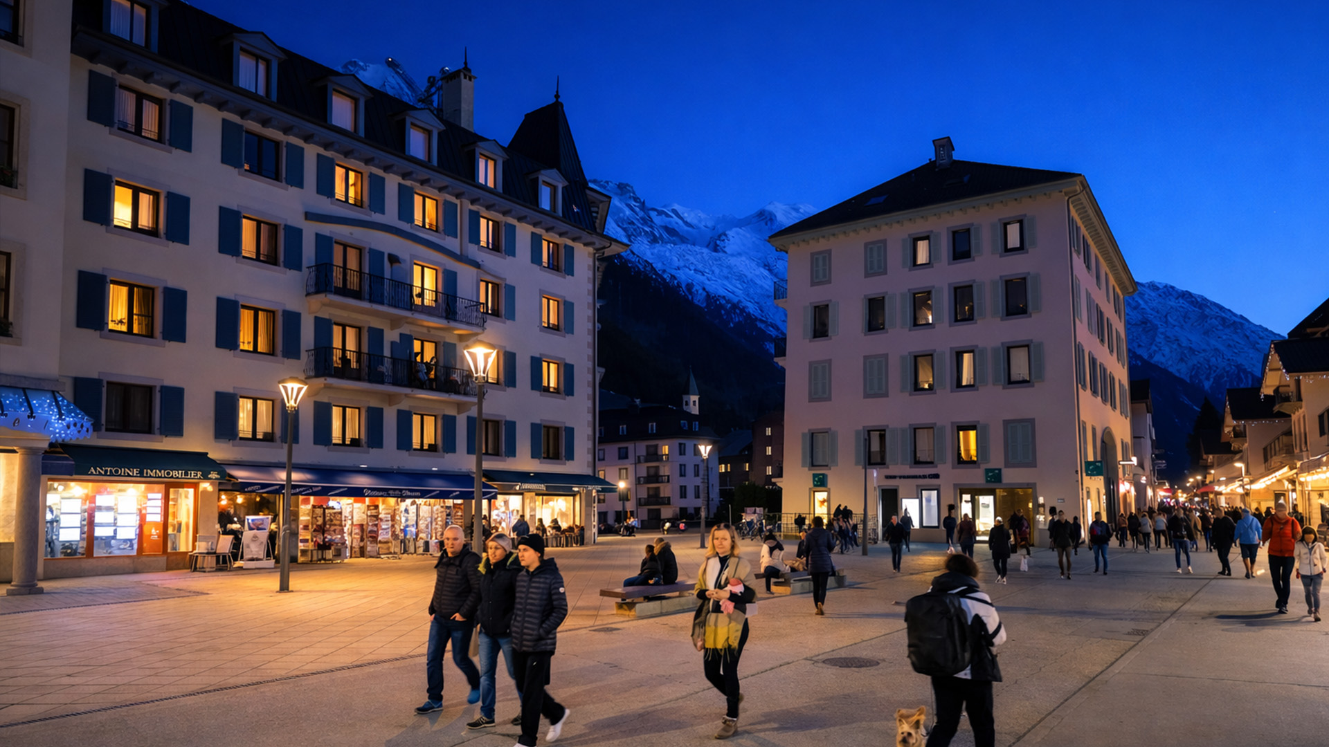 Chamonix Mont-Blanc : la ville alpine au crépuscule (4K)