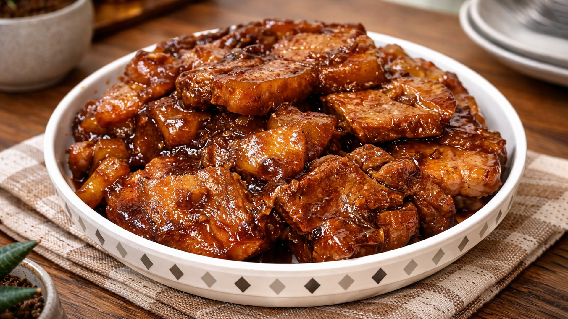 Homemade pork hamonado for family meals